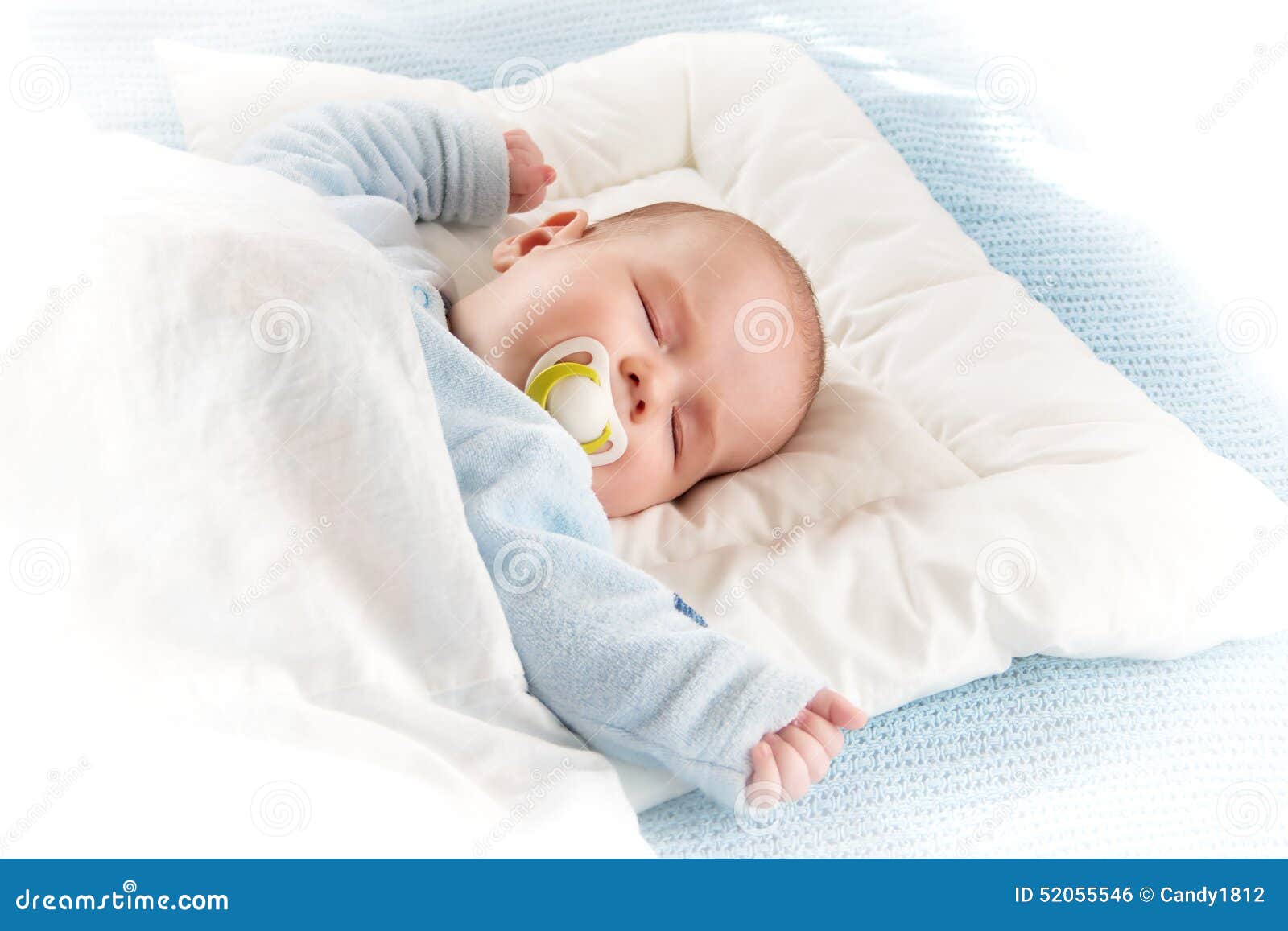 Baby Sleeping on Blue Blanket Stock Photo - Image of light, lying: 52055546