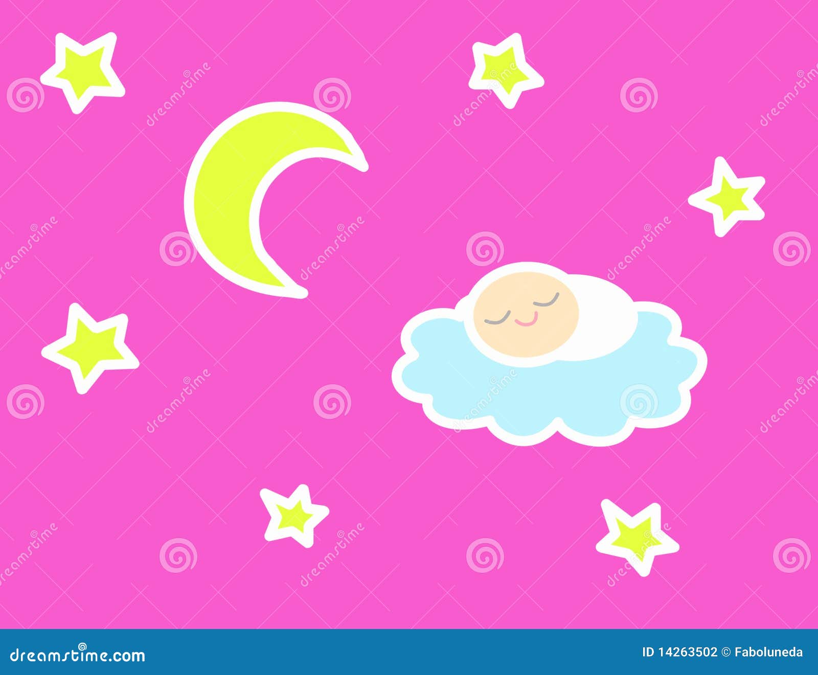 Baby Sleeping in the Night_Pink Stock Illustration - Illustration of ...