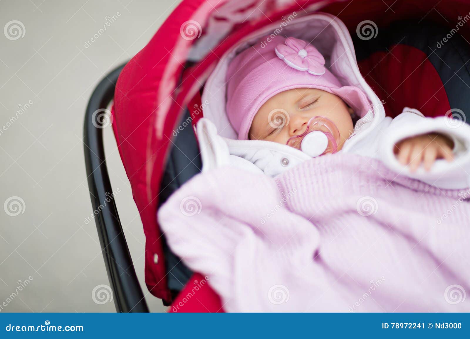 Baby sleeping in pram stock image. Image of face, cute - 78972241