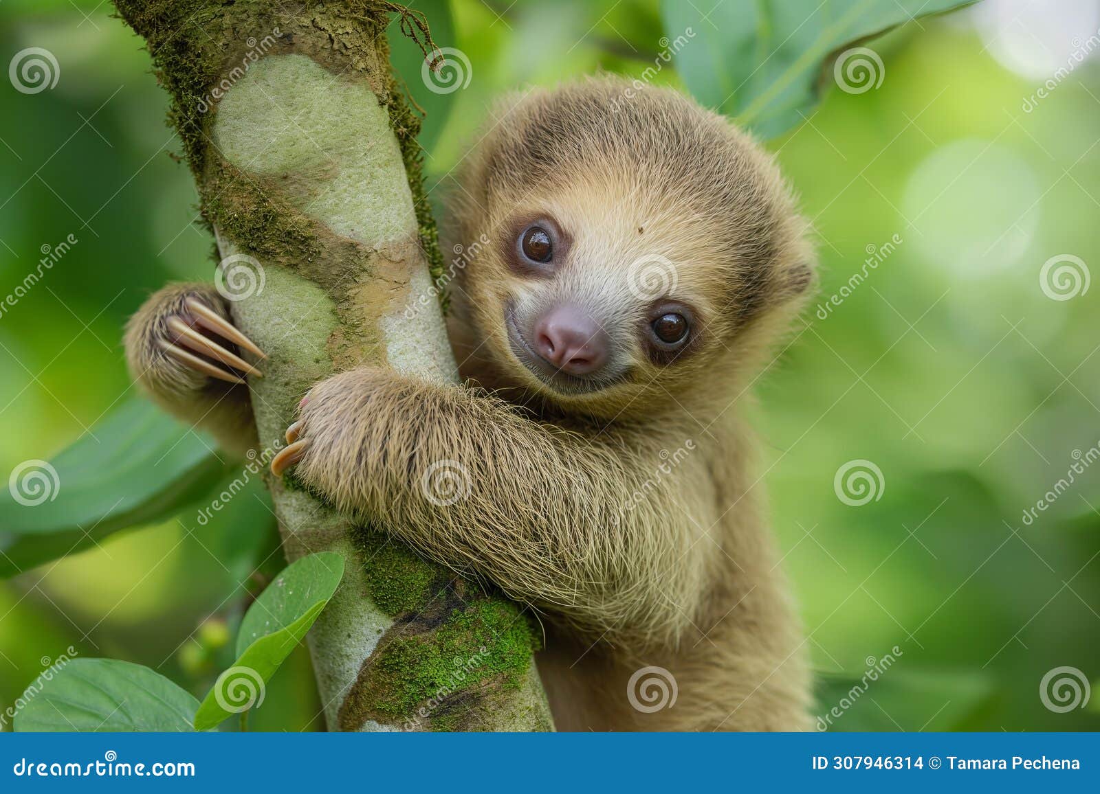 Baby Sloth on Tree in Forest Environment. the Image is Generated with ...