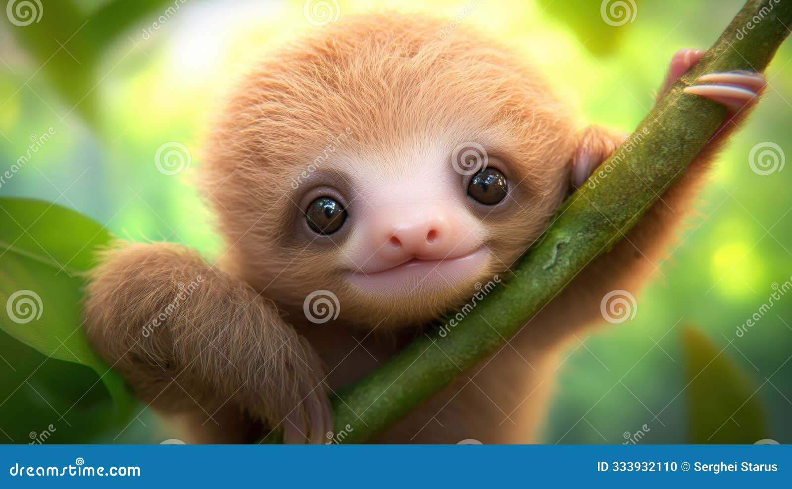 Baby Sloth Cuddles With Mama Sloth On A Tree, Two-toed Sloth With Long ...
