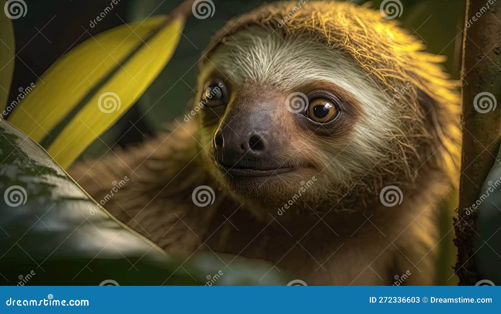 A Baby Sloth Hanging from a Tree Branch in the Jungle Stock ...