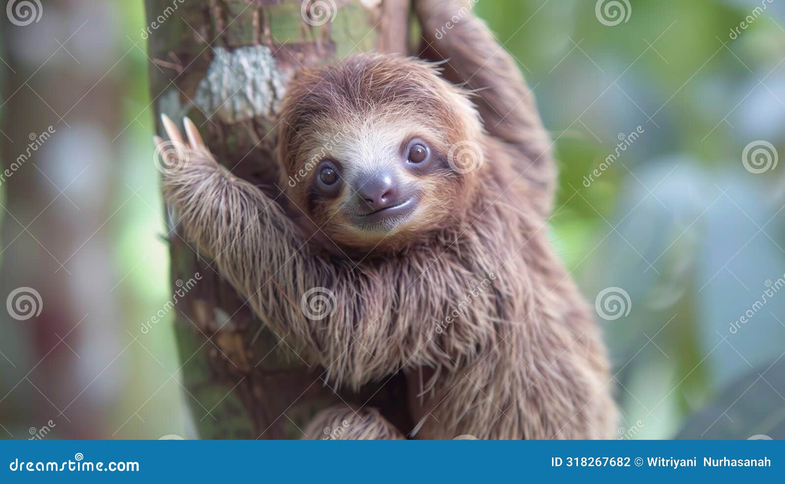 Baby Sloth Hanging on the Tree. Generative Ai Stock Illustration ...