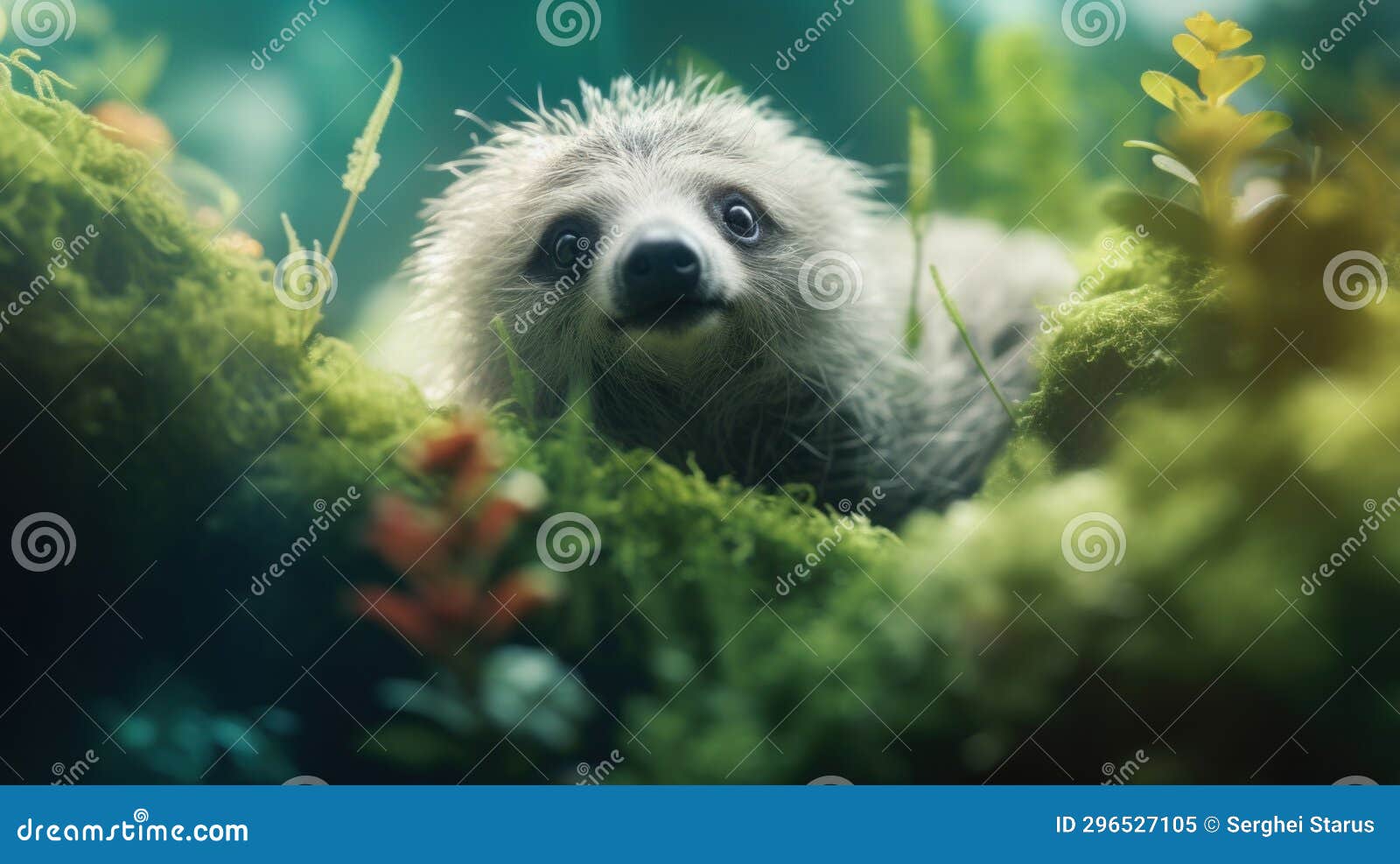A Baby Sloth is Sitting in the Grass, AI Stock Image - Image of tree ...