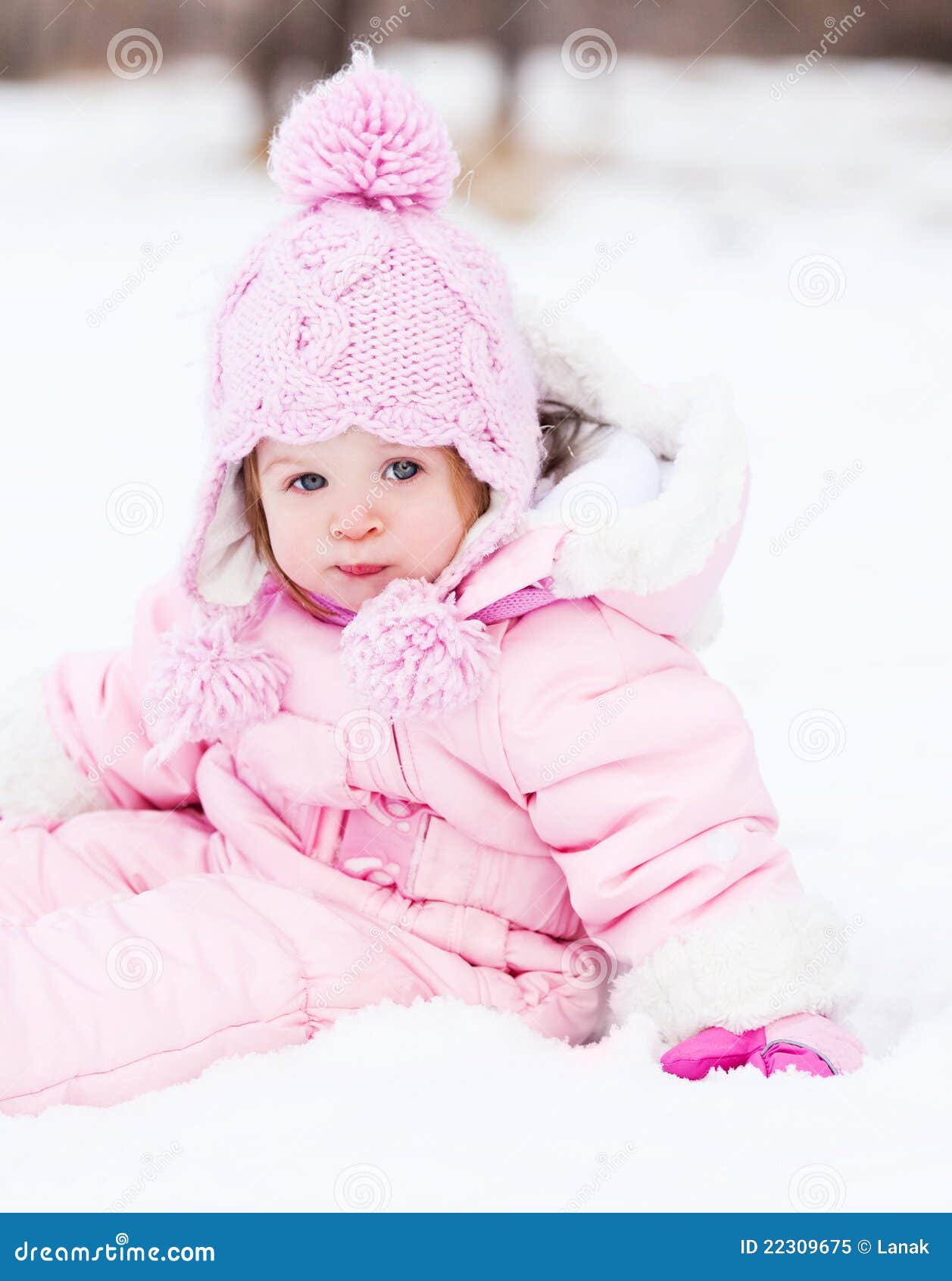 Baby on the snow stock image. Image of young, park, snowdrifts - 22309675