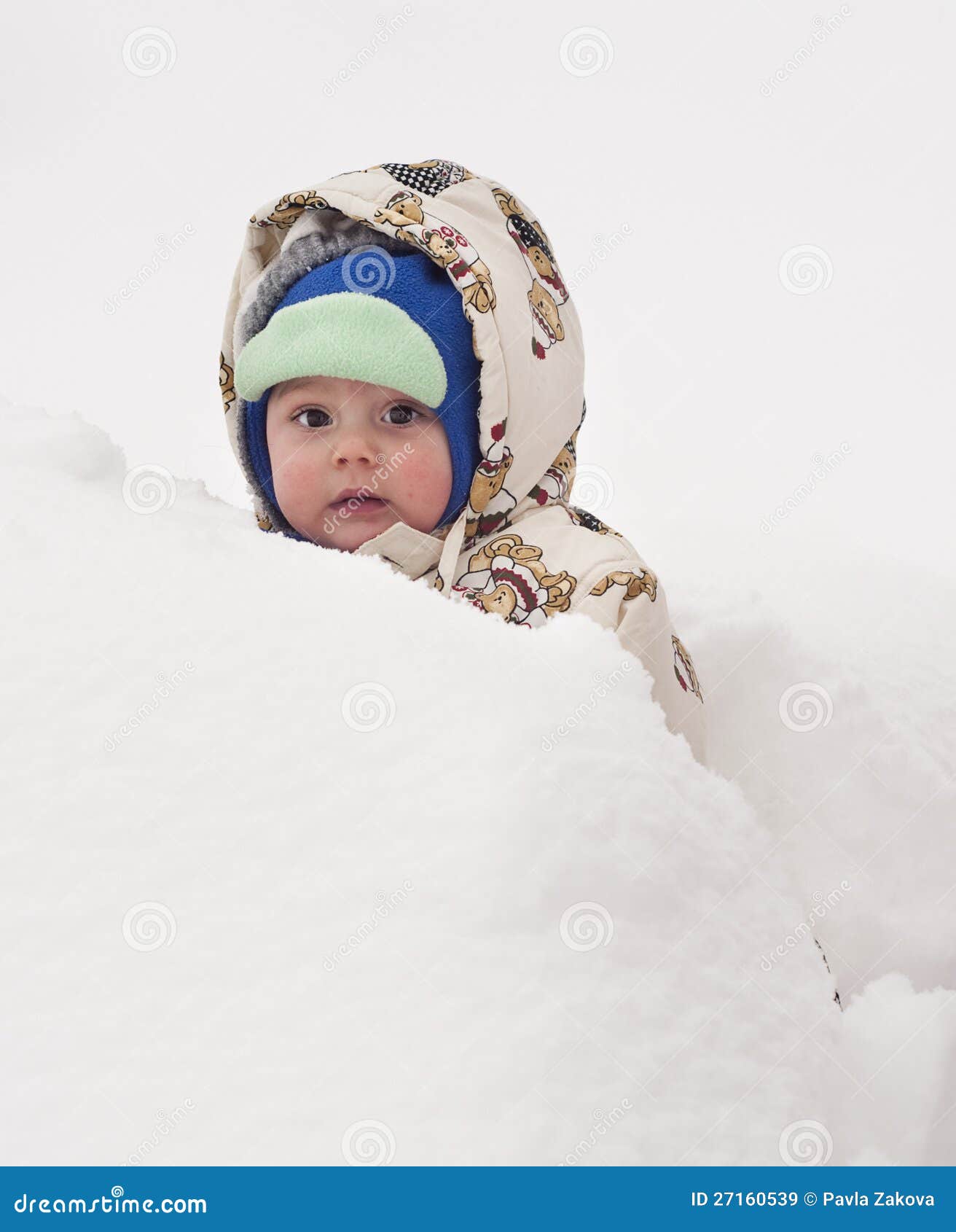 Baby in snow stock image. Image of child, garden, girl - 27160539