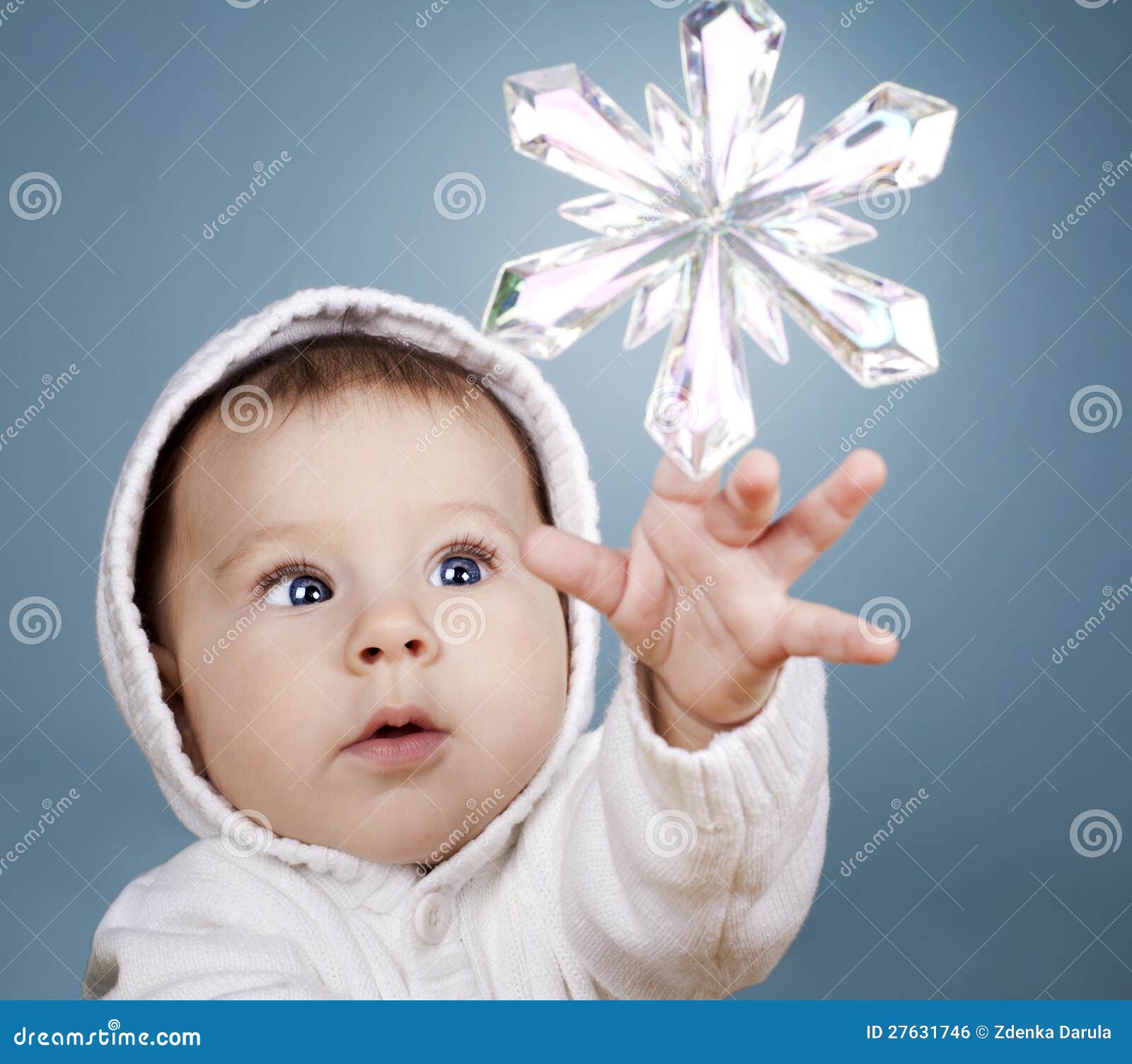Baby with snow flake stock photo. Image of caucasian - 27631746