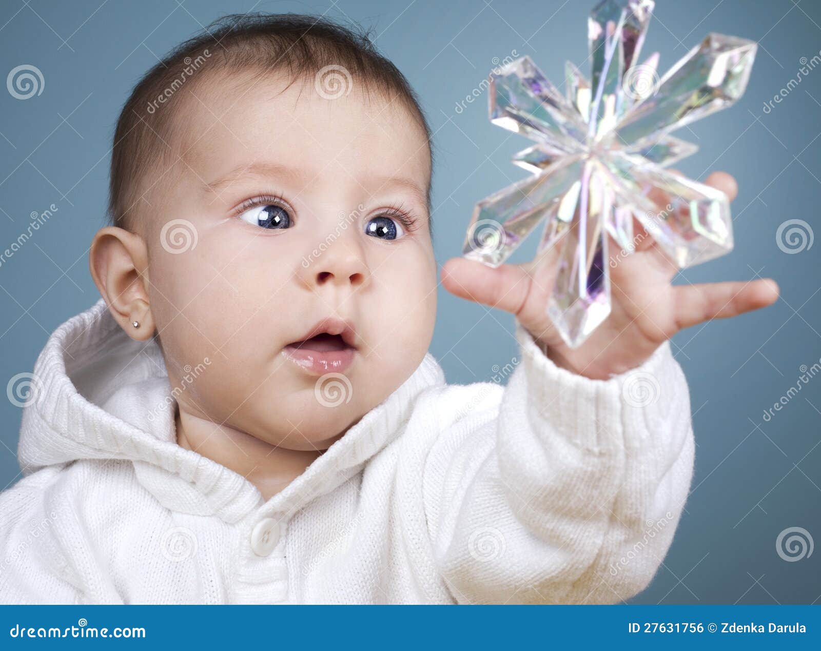 Baby with snow flake stock photo. Image of childhood - 27631756