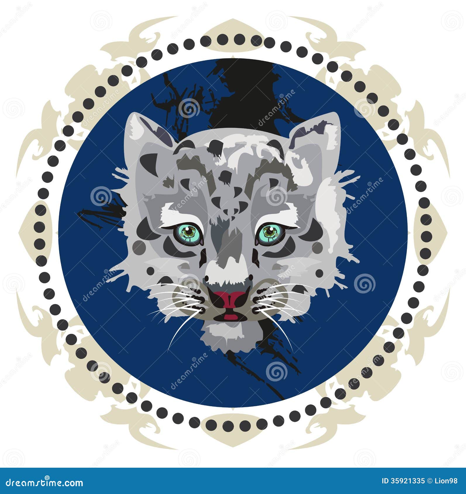 Baby Snow Leopard in a Circle Stock Vector - Illustration of mammal ...