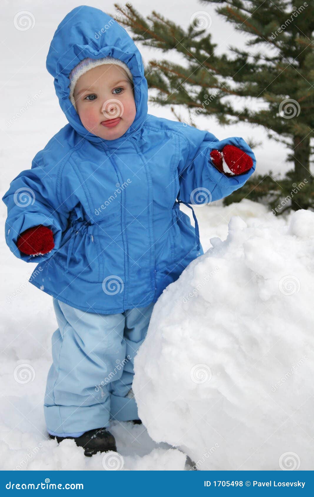 Baby with snowball stock photo. Image of kids, cold, portrait - 1705498
