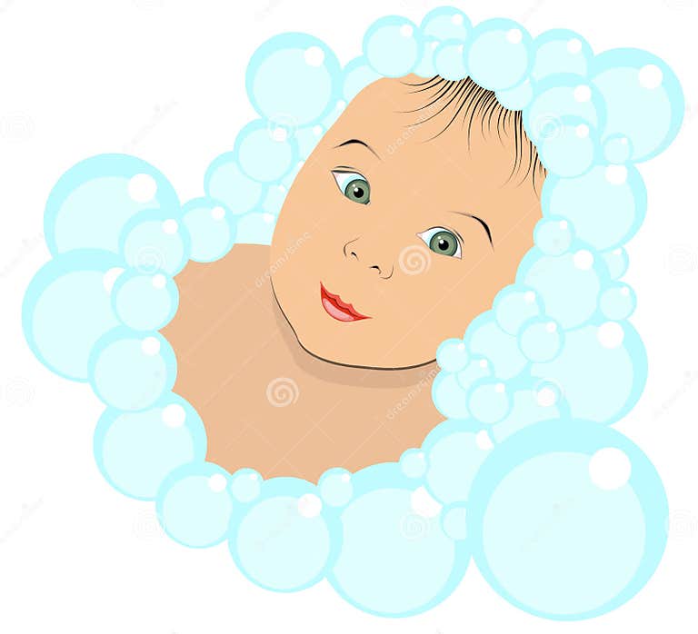 Baby and soap bubbles stock vector. Illustration of white - 6696436