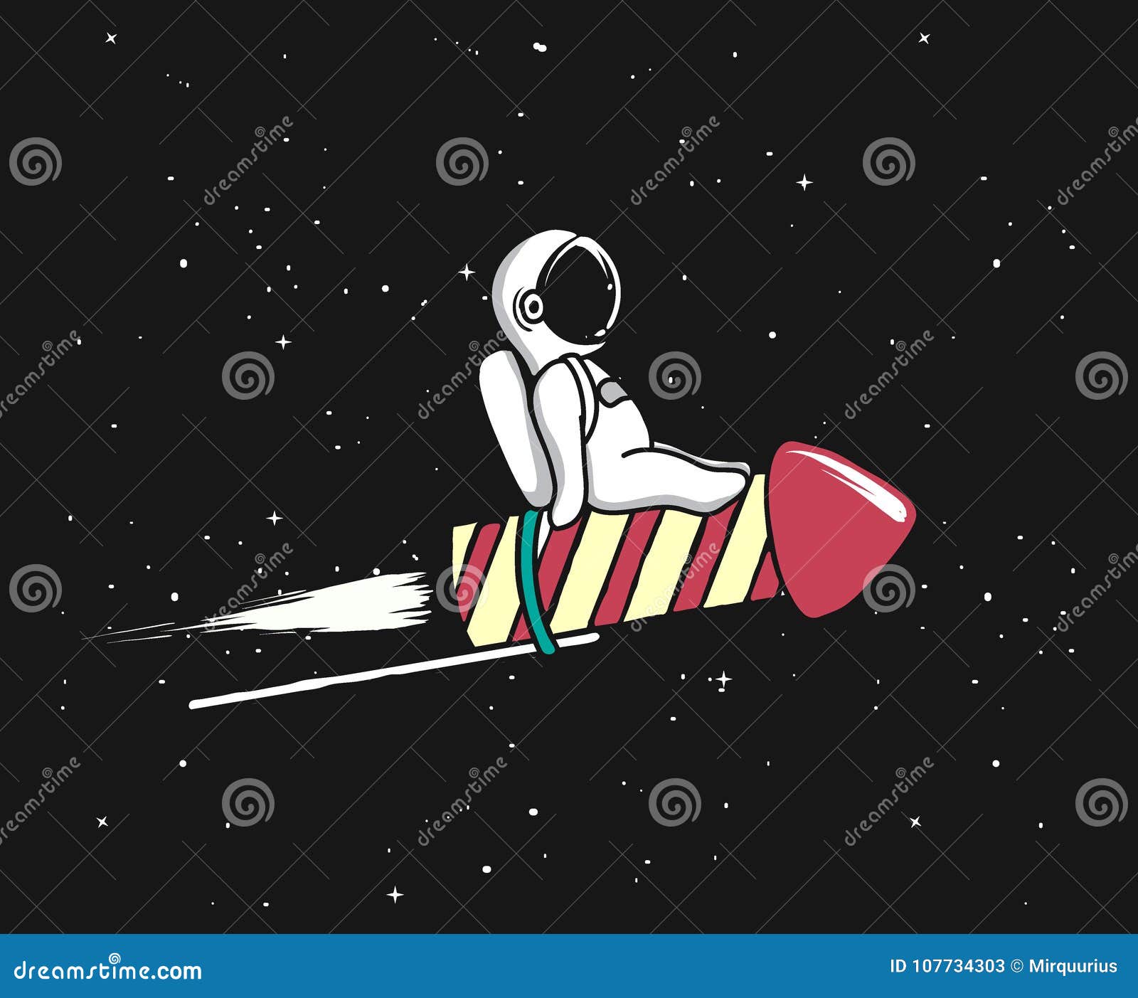 Baby Spaceman Flying on Firework Rocket Stock Vector - Illustration of ...