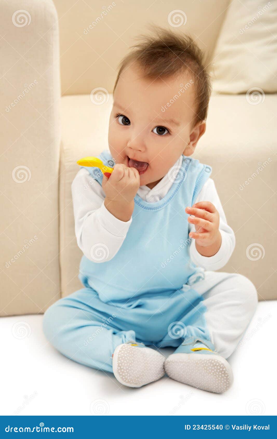 Baby with spoon stock photo. Image of happy, look, person - 23425540
