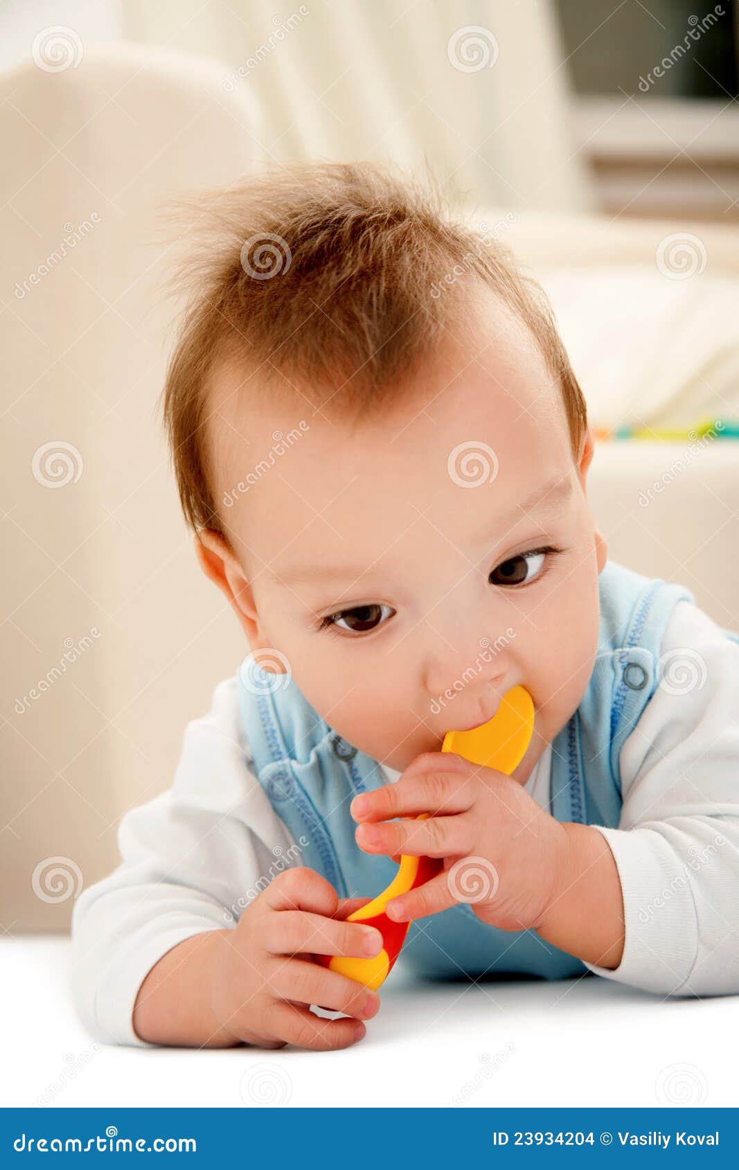 Baby with spoon stock photo. Image of child, childhood - 23934204