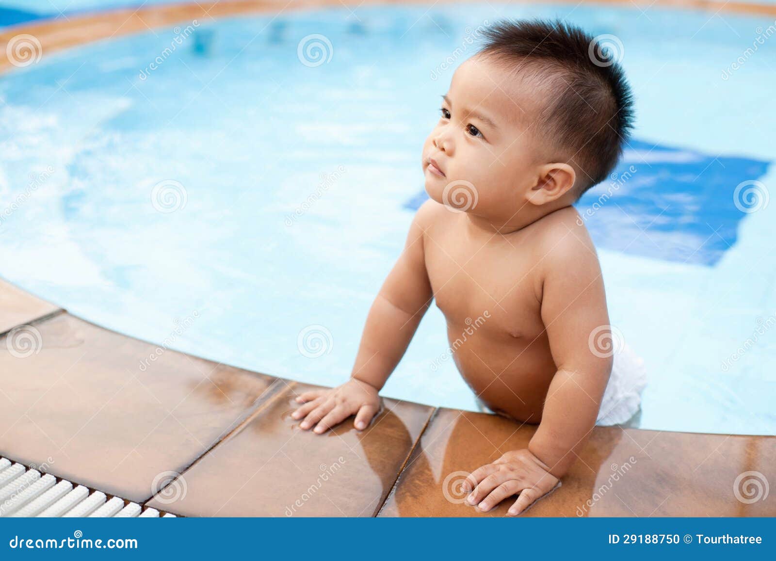 Baby stand in the pool stock photo. Image of newborn - 29188750