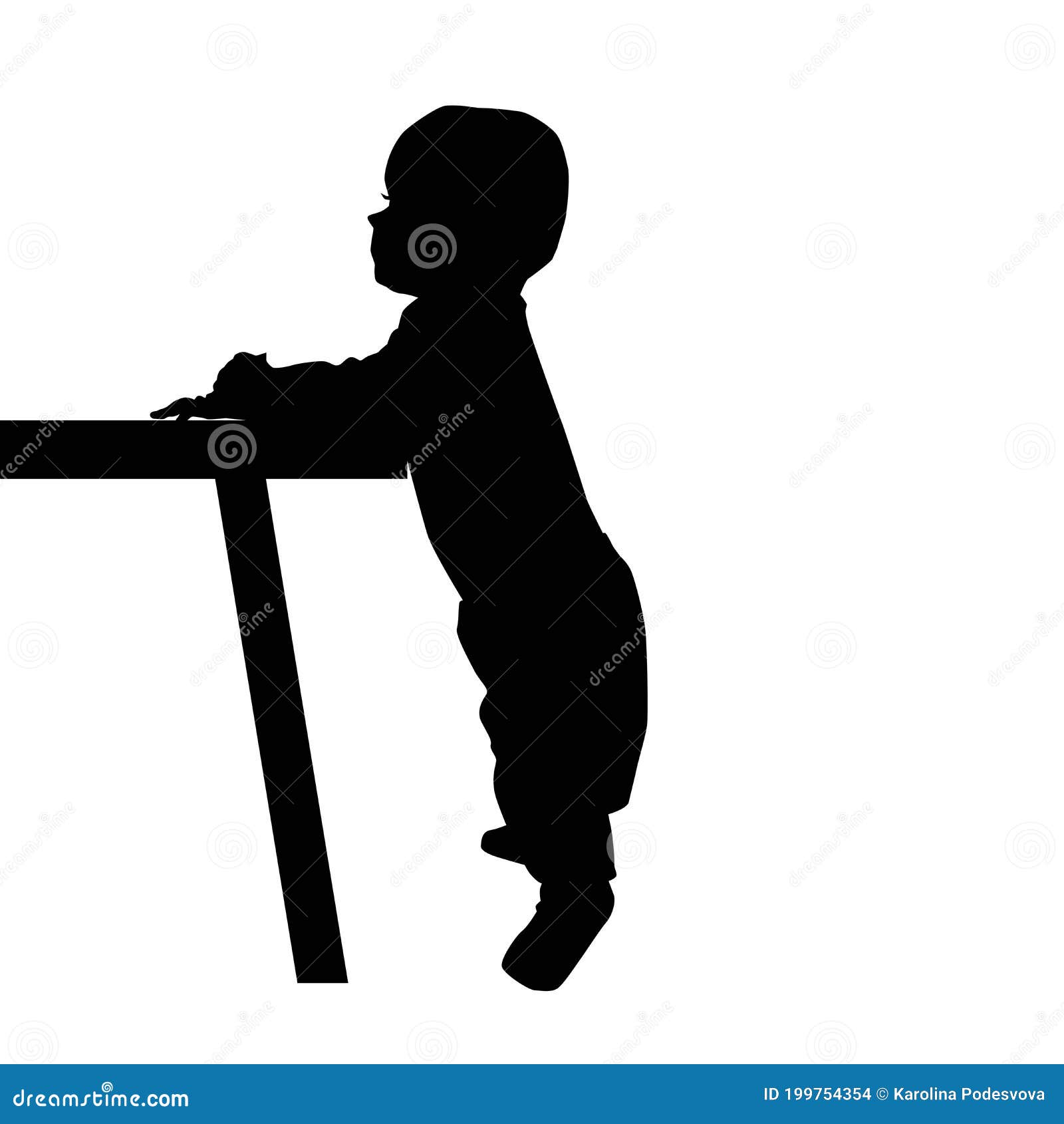 Baby Standing at Table from Profile_silhoutte Stock Vector ...