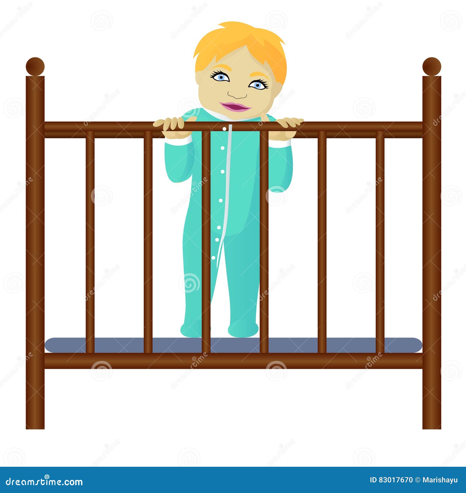 Baby stays in crib stock vector. Illustration of feet - 83017670