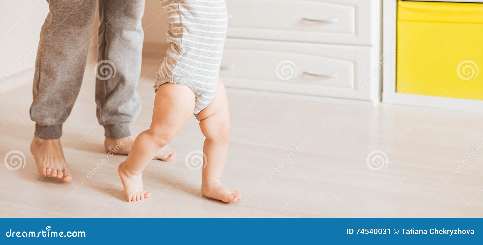 Baby Steps with the Help of His Mother Stock Image - Image of innocence ...