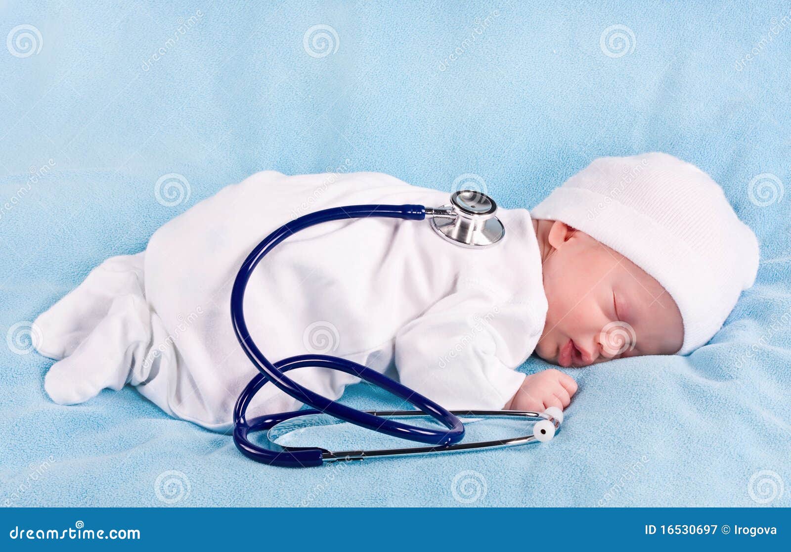 Baby With A Stethoscope Royalty Free Stock Photography - Image: 16530697