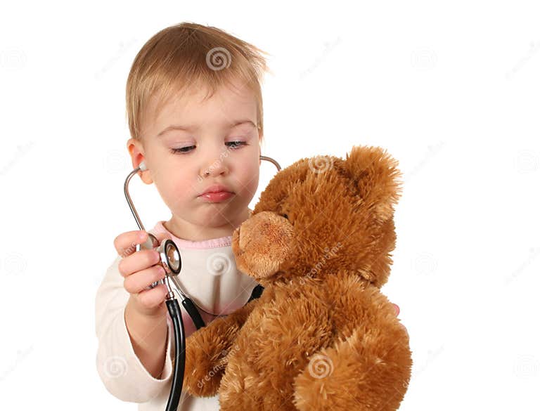 Baby with stethoscope stock image. Image of medicine, childhood - 1819443