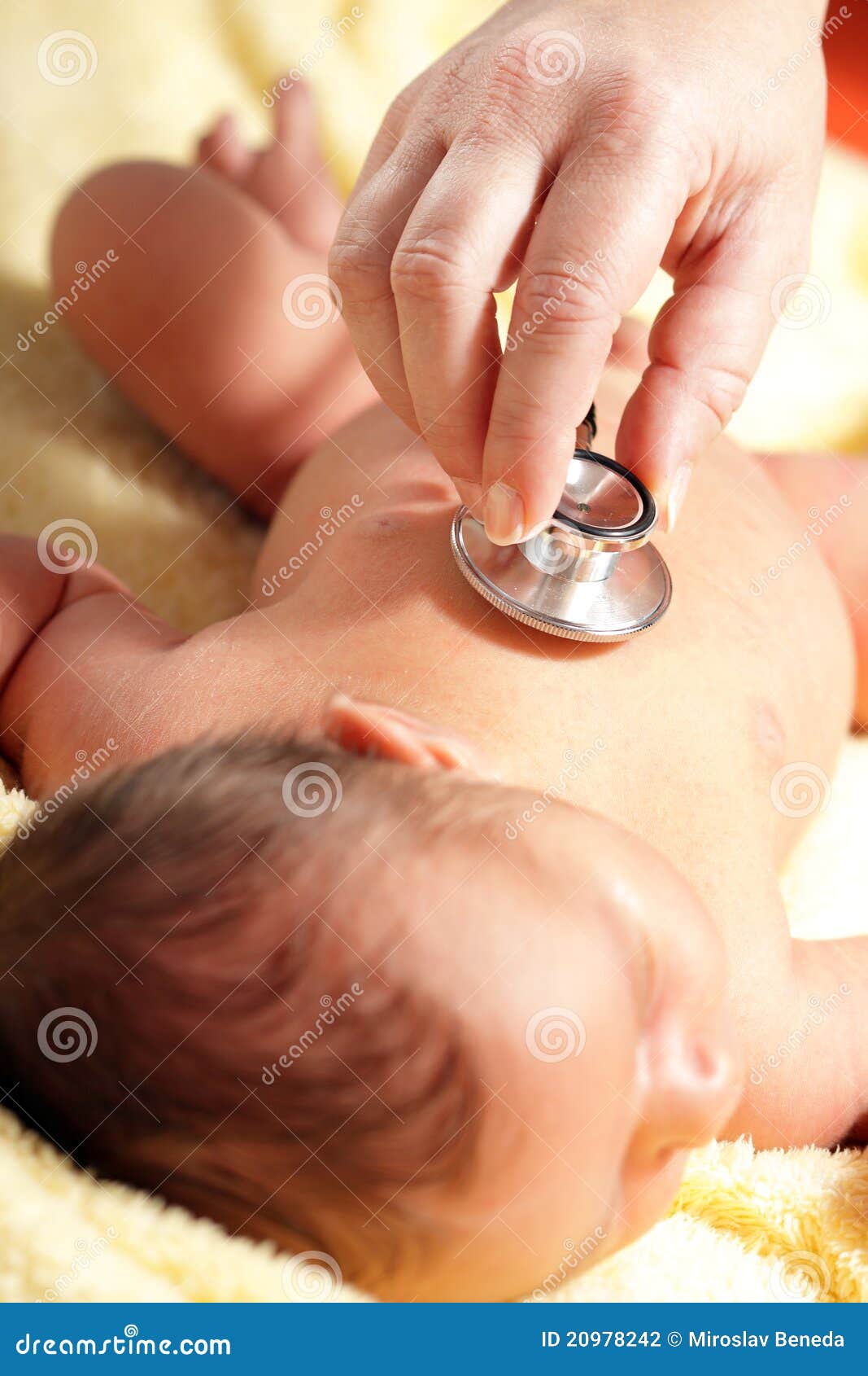 Baby with stethoscope stock photo. Image of examination - 20978242