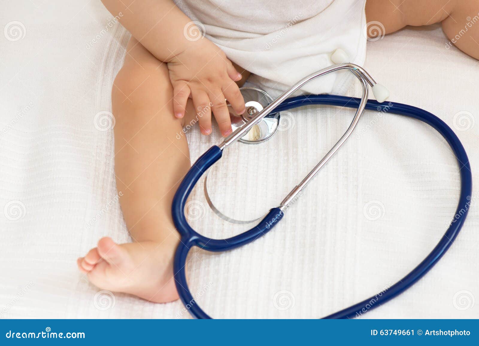 Baby with stethoscope stock image. Image of delicate - 63749661