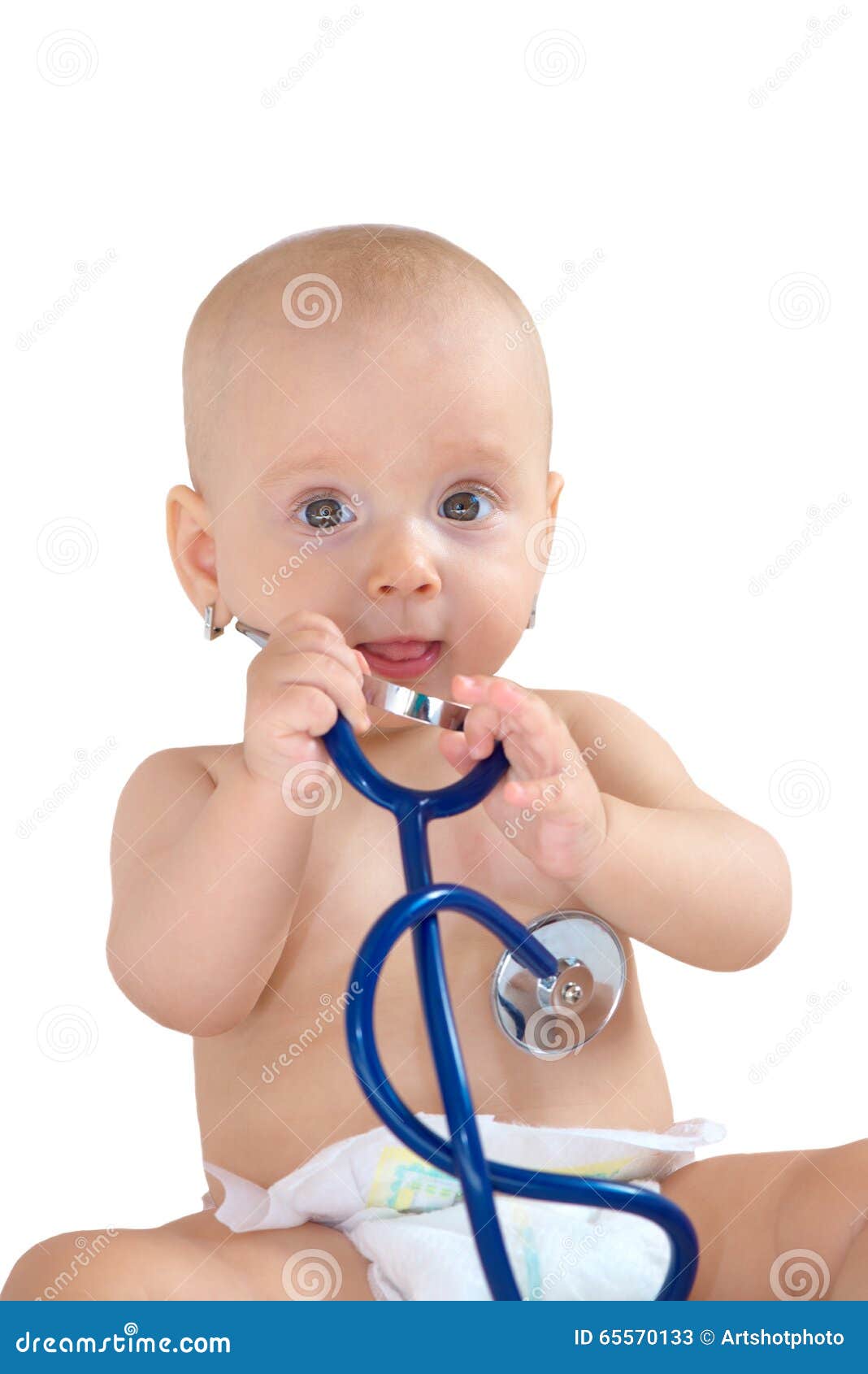 Baby with Stethoscope, Isolated Stock Image - Image of clinic ...