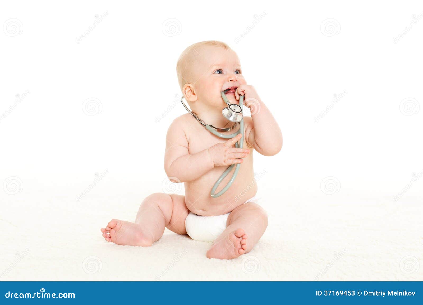 Baby with stethoscope. stock image. Image of medicine - 37169453