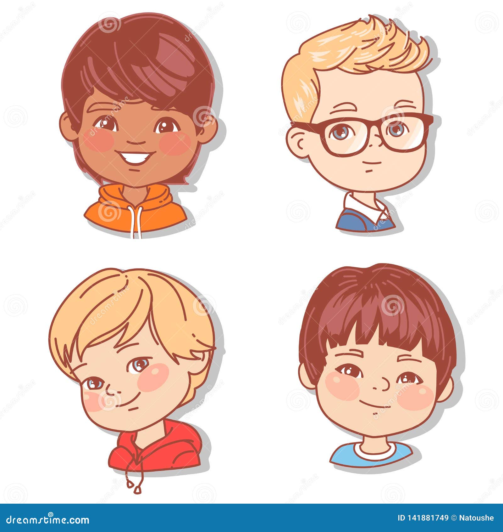 Set with Boy`s Faces. Userpics for Blog. Stock Vector - Illustration of ...