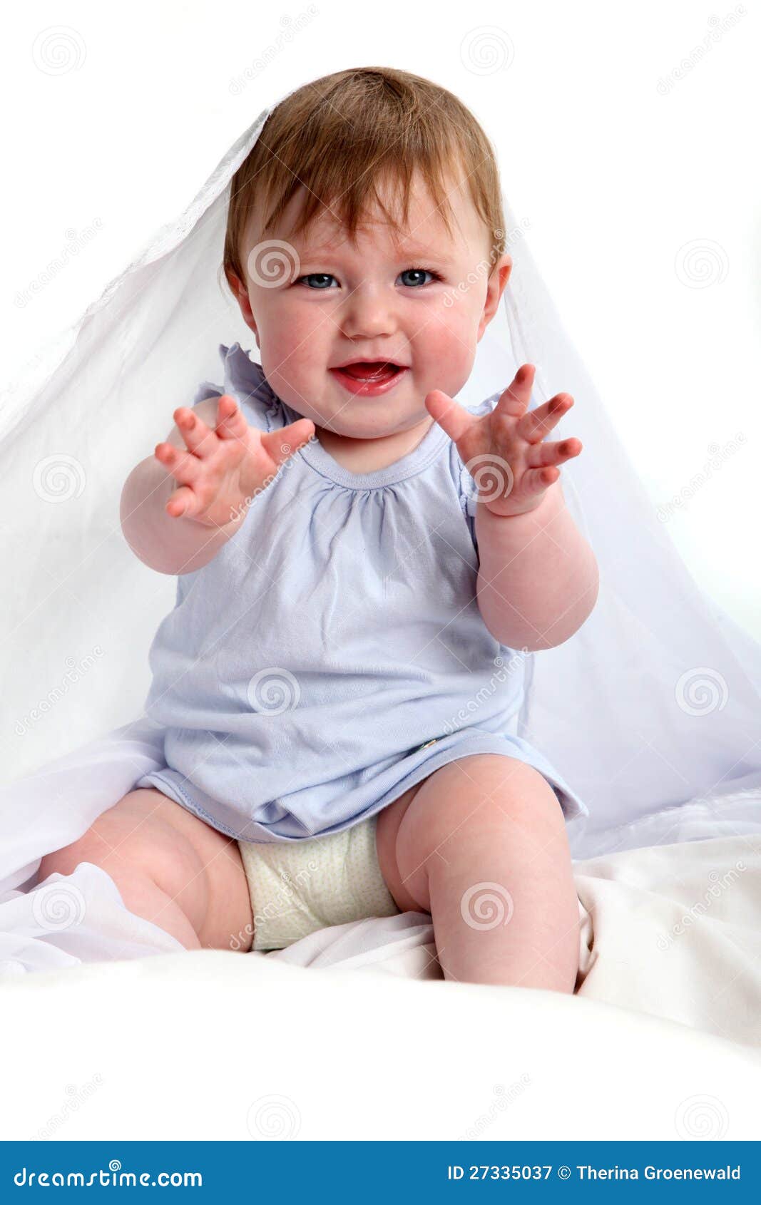 Baby Stretching Out Her Hands Stock Image - Image of happy, beatiful ...