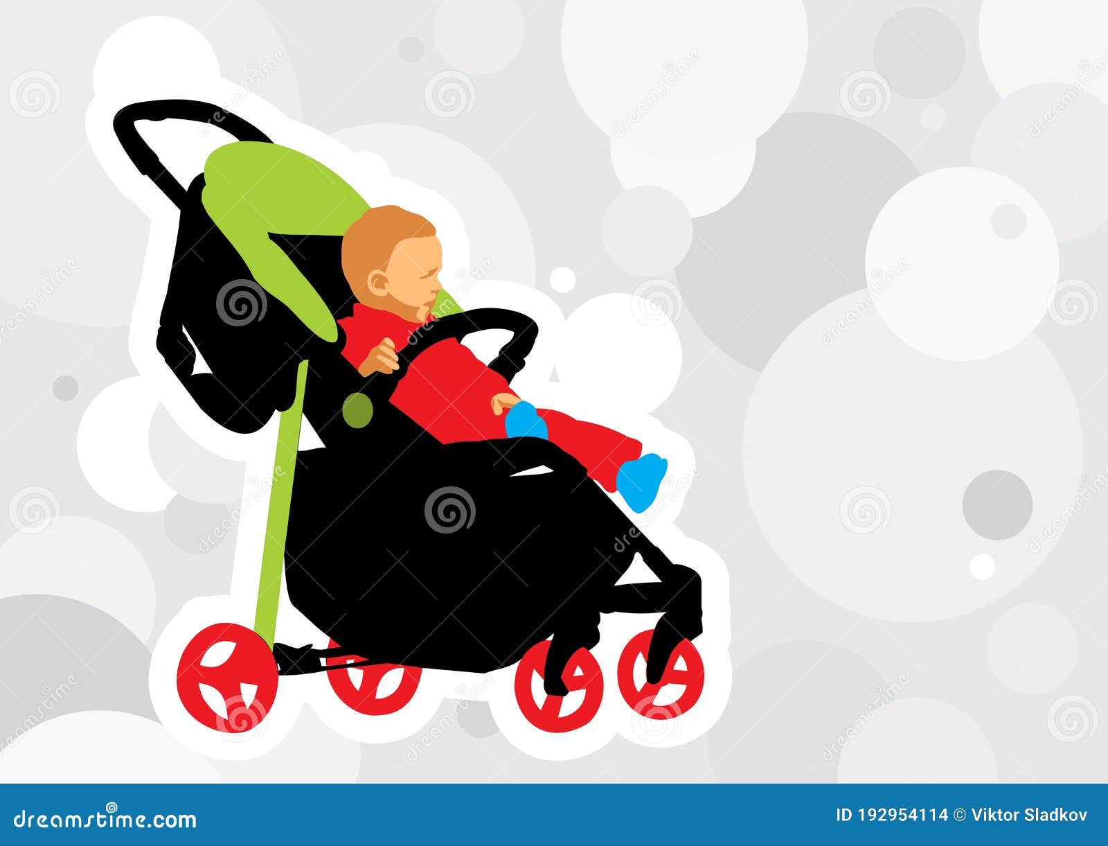 Baby in the stroller stock vector. Illustration of cute - 192954114