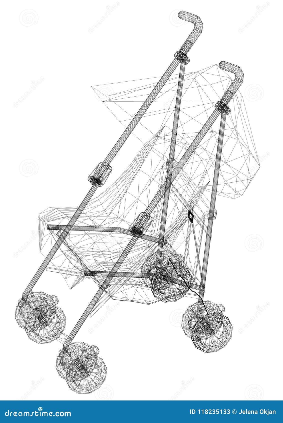 Baby Stroller Architect Blueprint - Isolated Stock Illustration ...