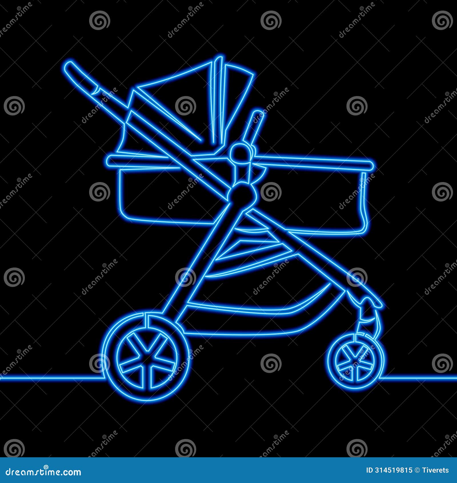 Baby Stroller Blue Icon Neon Glow Concept Stock Vector - Illustration ...