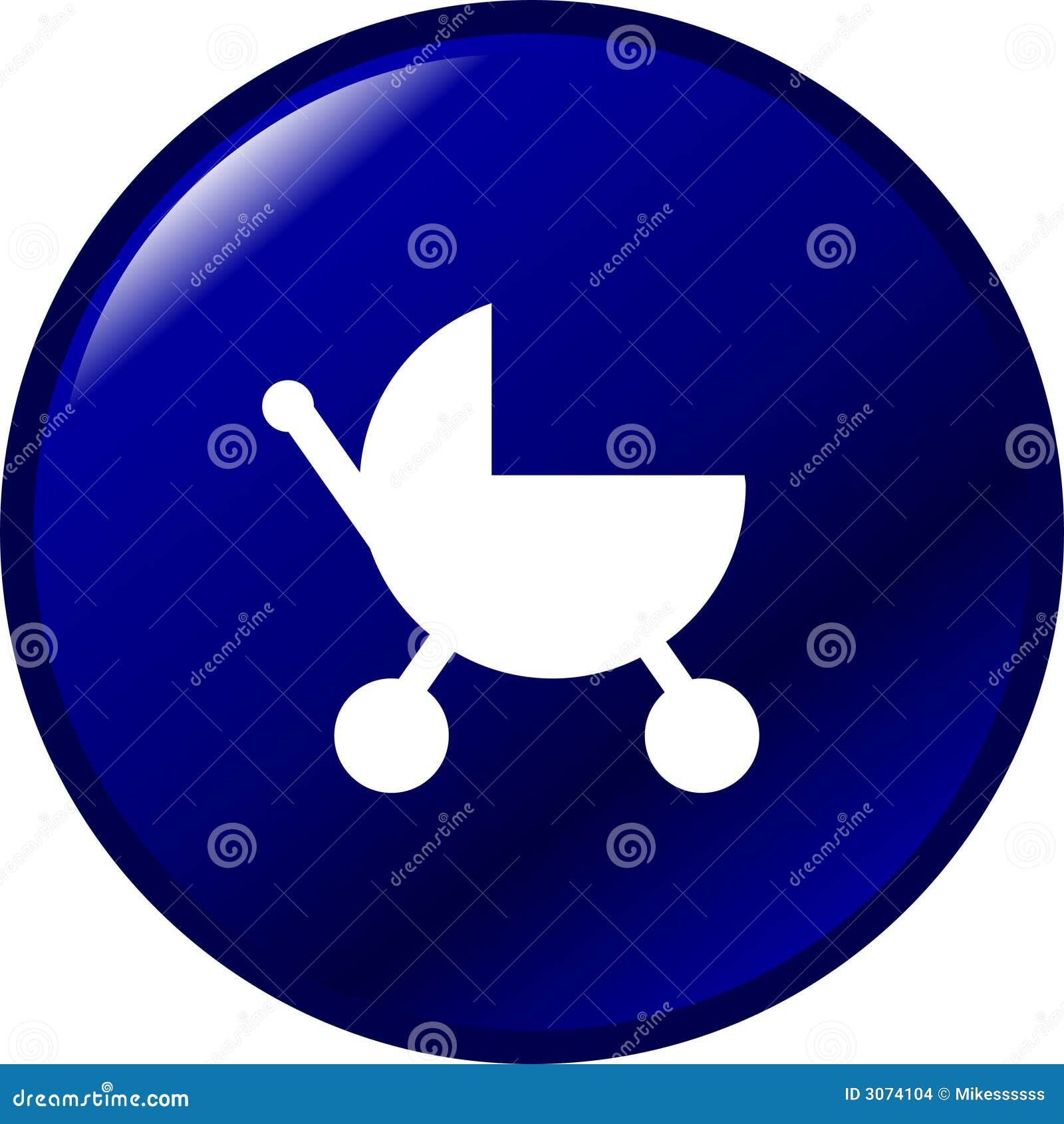 Baby Stroller Blue Vector Button Stock Vector - Illustration of cart ...