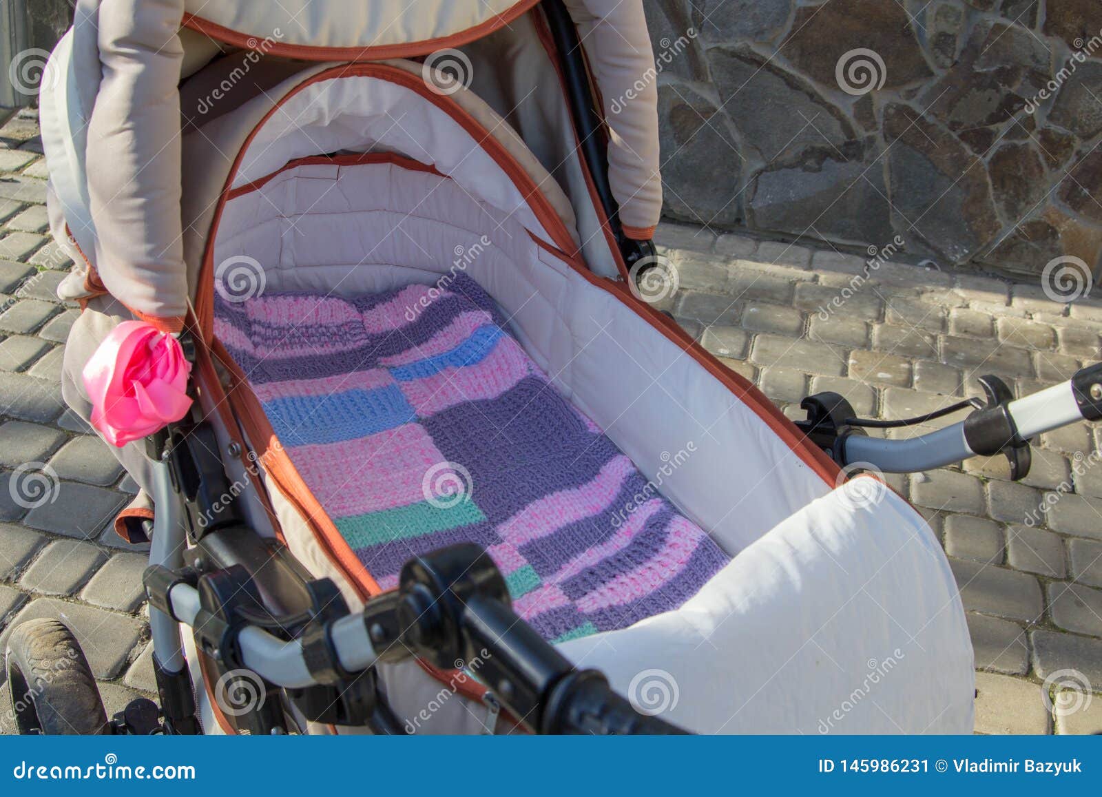 Baby Stroller is Empty,on the Street Near the House is an Empty ...