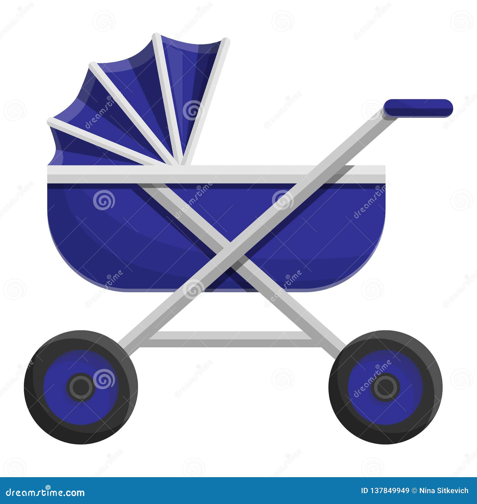 Baby Stroller Icon, Cartoon Style Stock Vector - Illustration of family ...