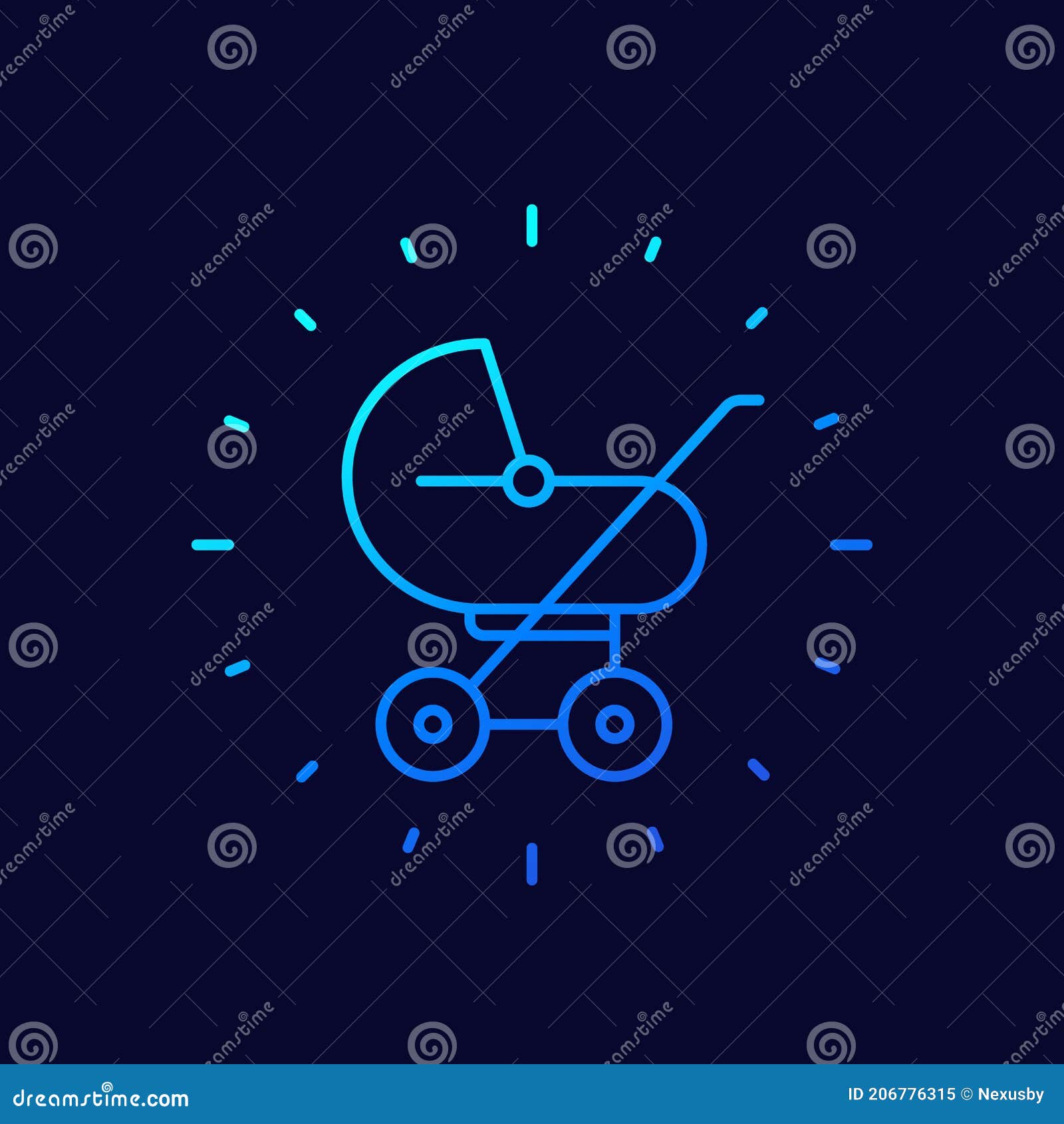 Baby Stroller Icon, Linear Vector Stock Illustration - Illustration of ...