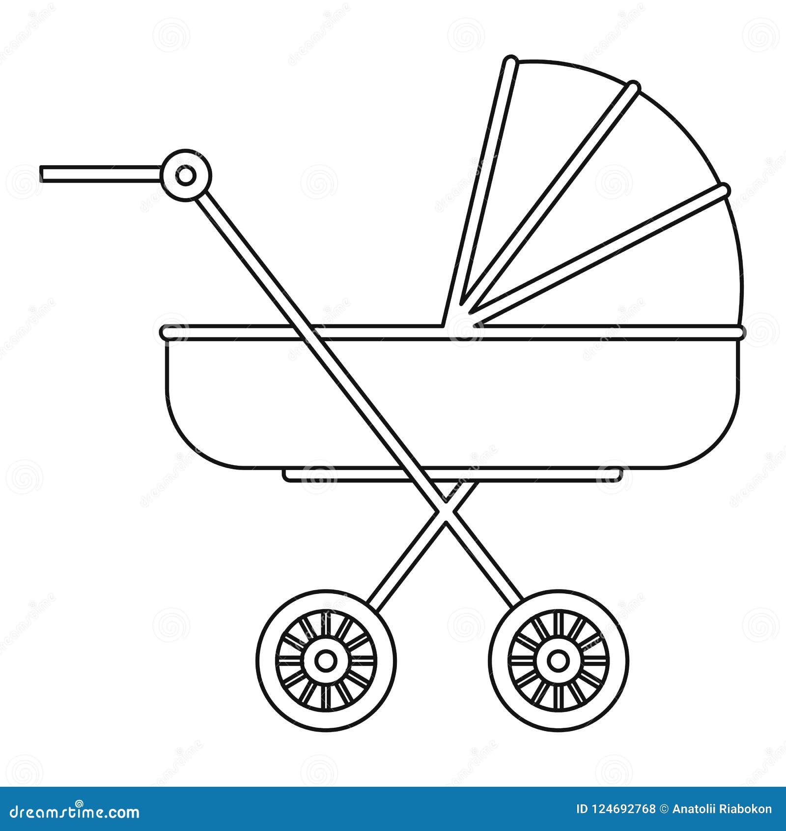 Baby Stroller Icon, Outline Style Stock Illustration - Illustration of ...
