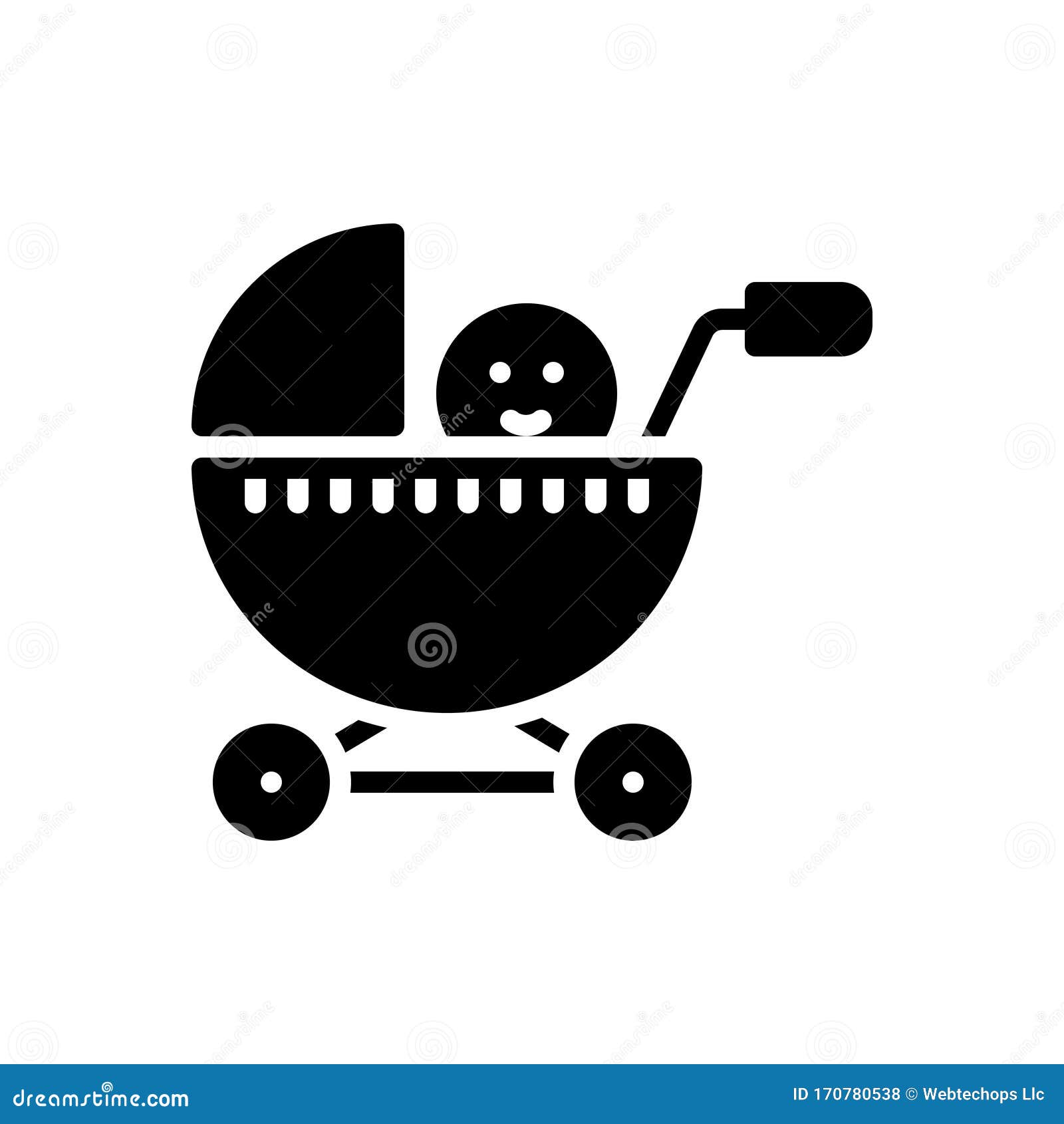 Black Solid Icon for Baby Stroller, Pram and Baby Stock Vector ...