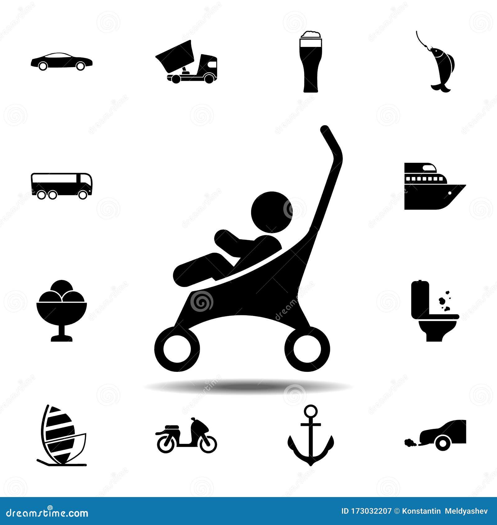 Baby Stroller Icon. Simple Glyph, Flat Vector Element of Universal ...