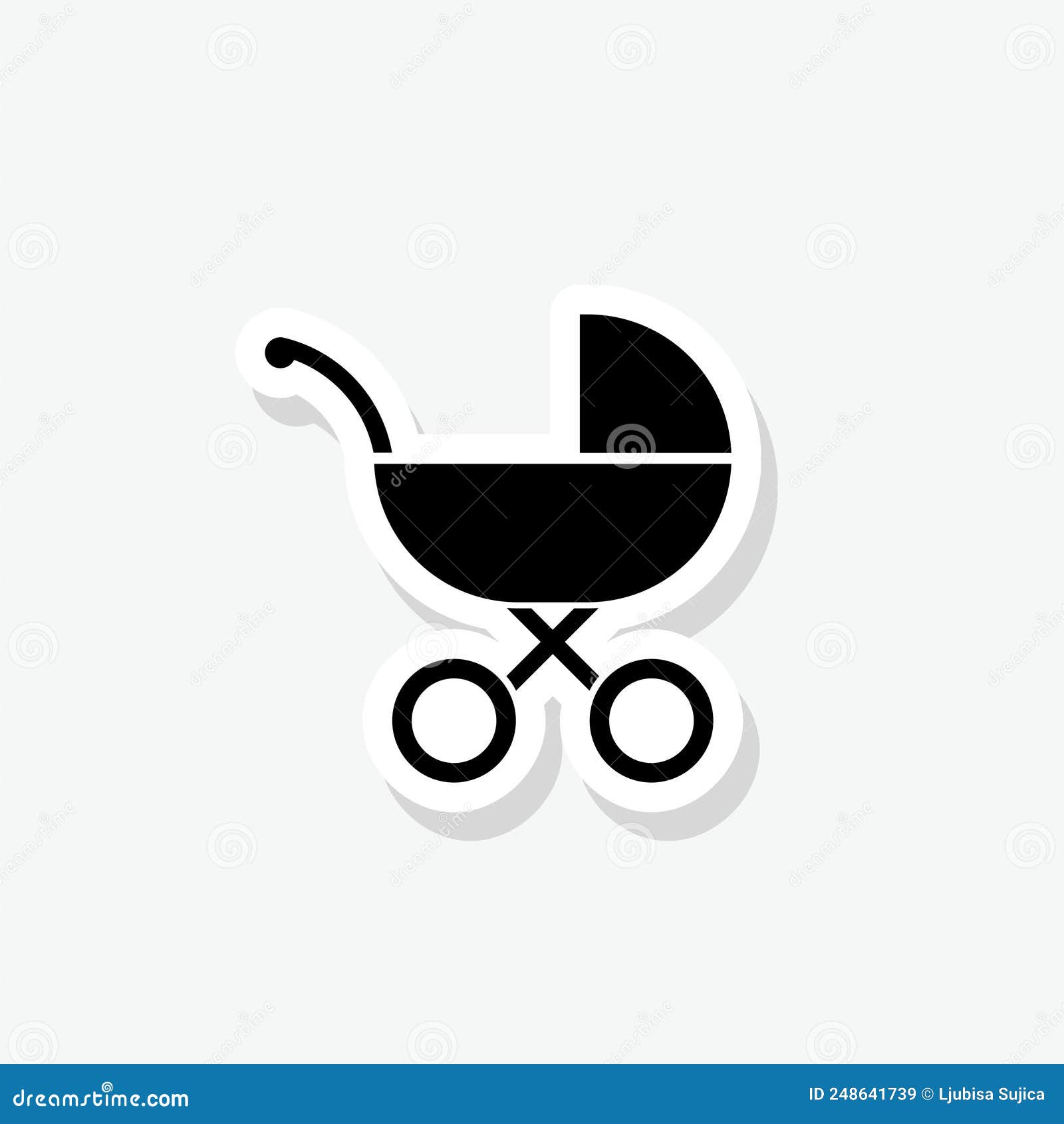 Baby Stroller Icon Sticker Sign for Mobile Concept and Web Design Stock ...