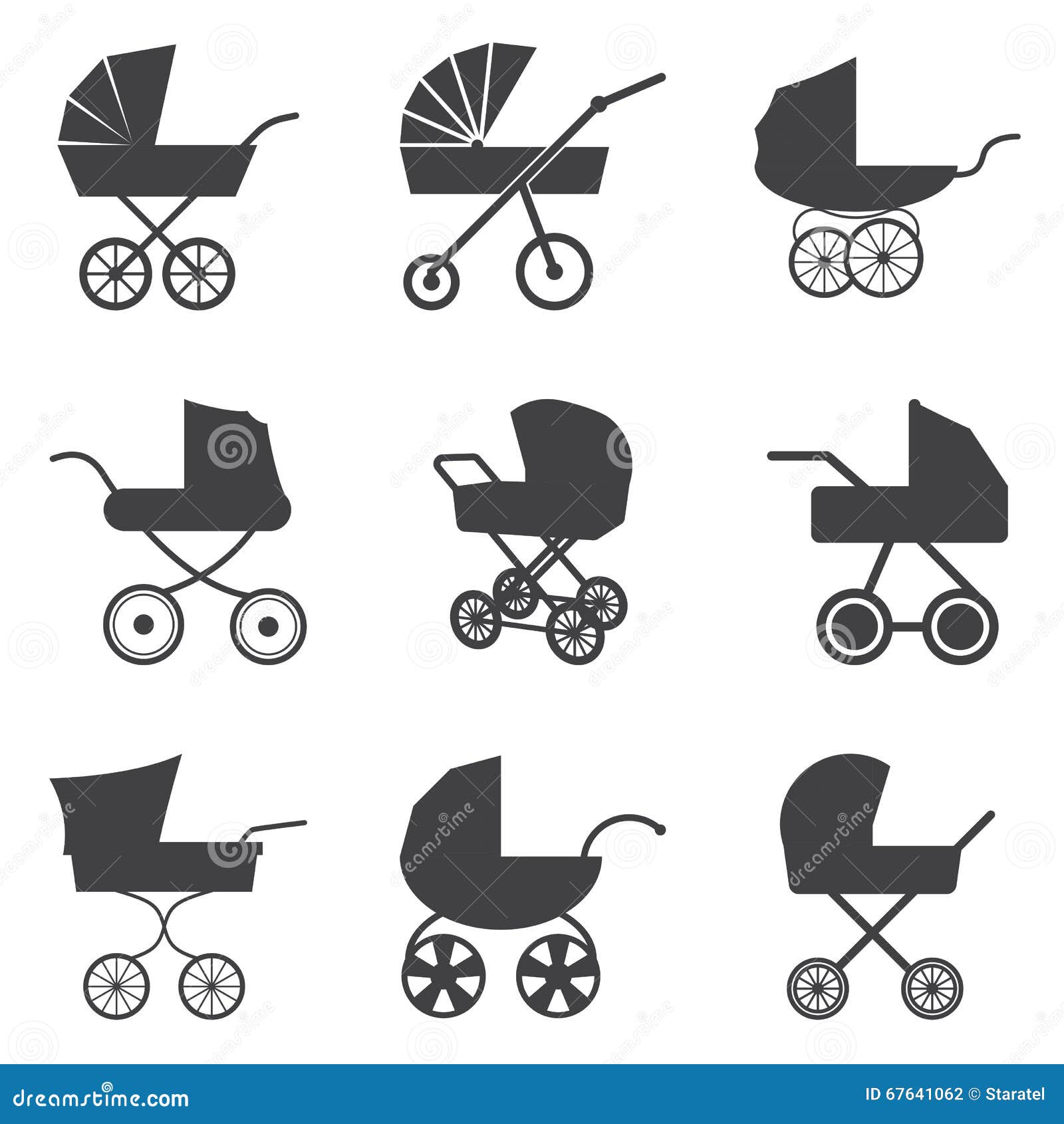 Baby stroller icons stock vector. Illustration of isolated - 67641062