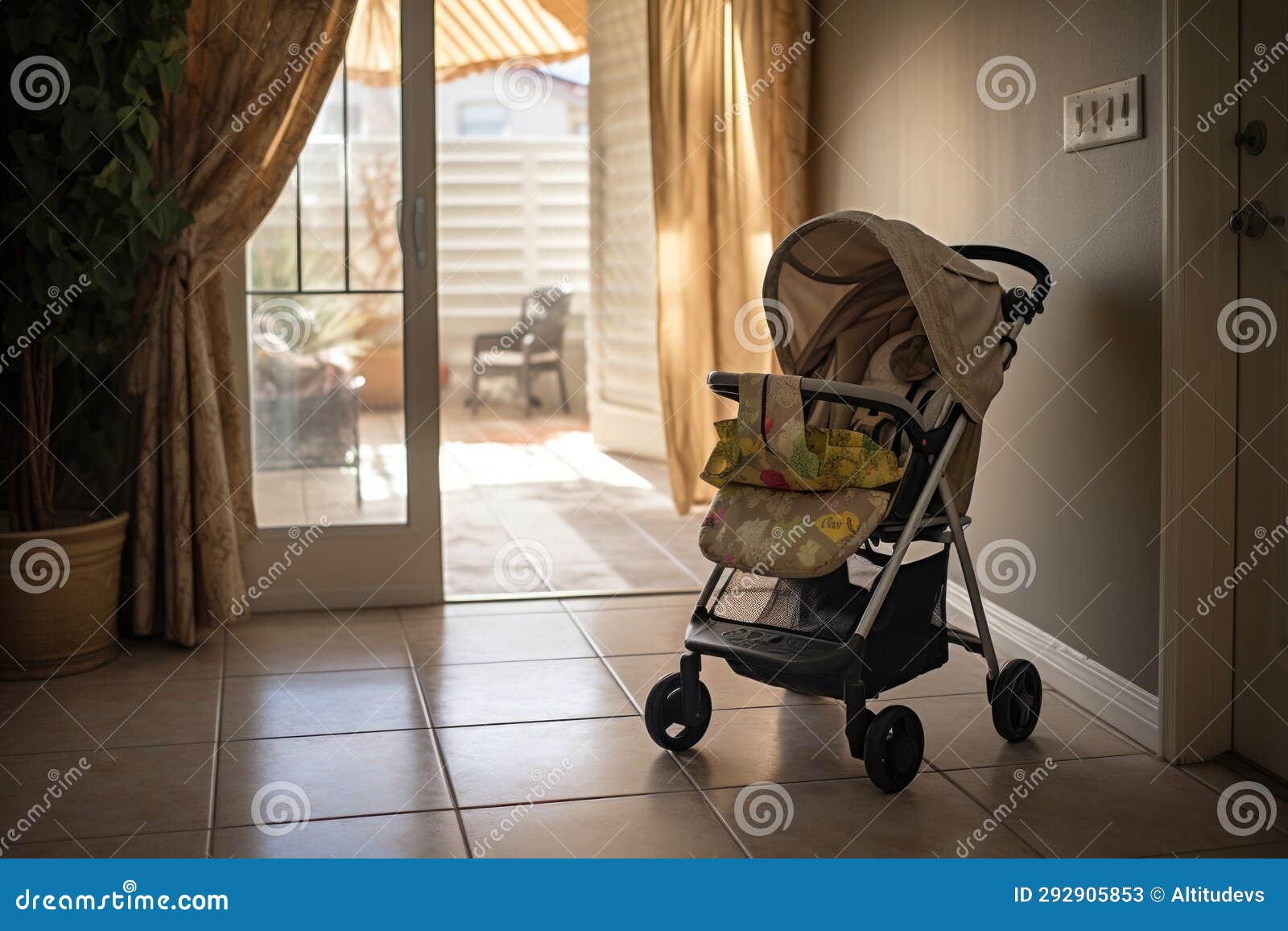 Baby Stroller Parked in a Home Entrance Stock Image - Image of stroller ...