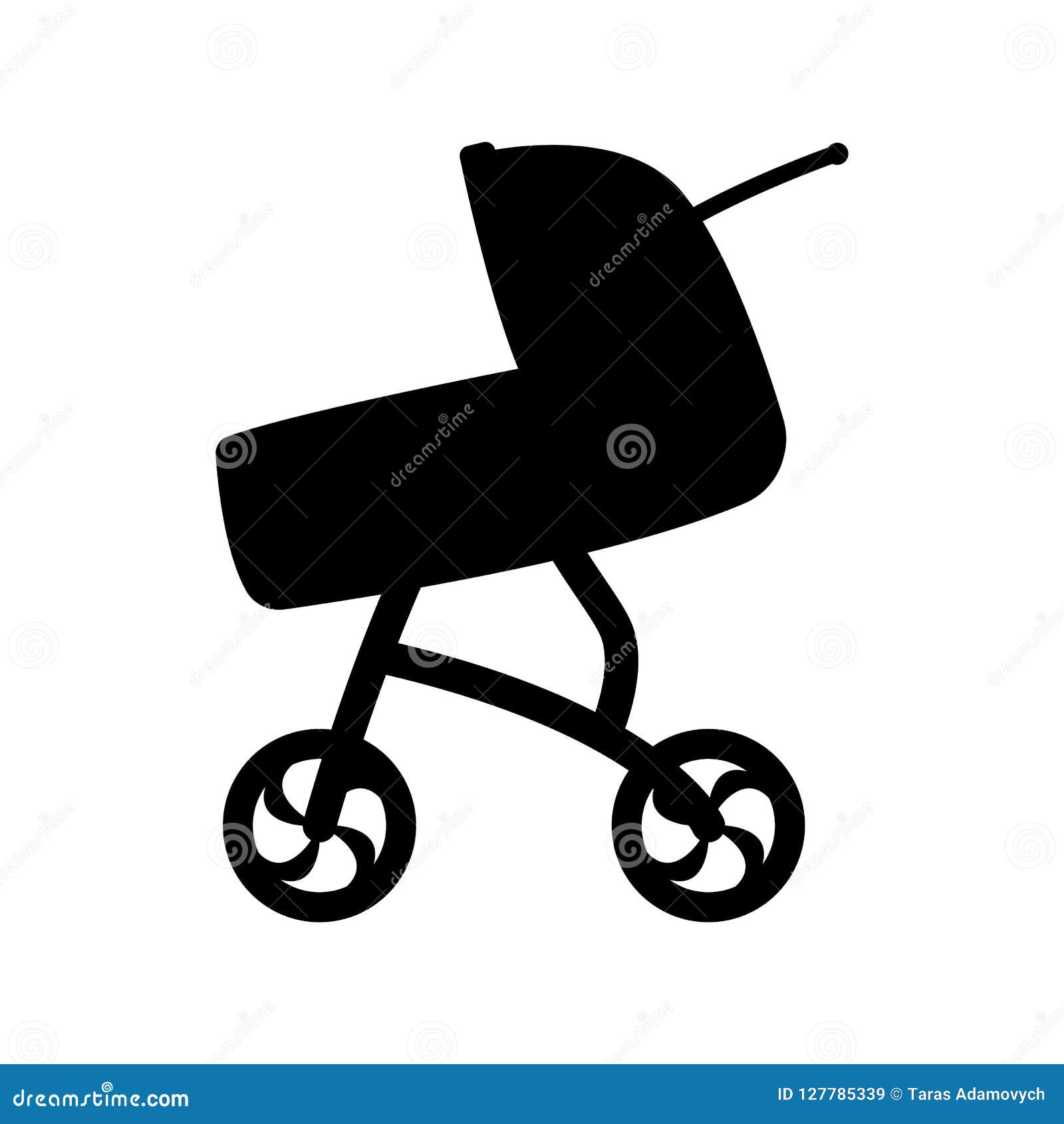 Baby Stroller Vector Illustration Black Silhouette Prifile Stock Vector ...
