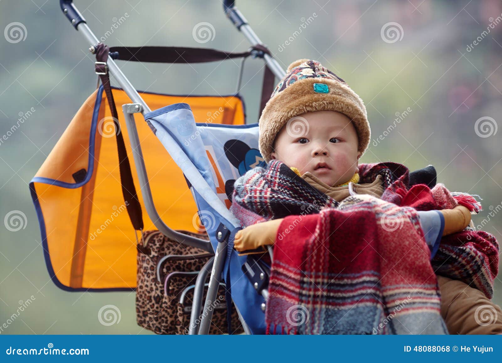 Baby in stroller in winter stock photo. Image of love - 48088068