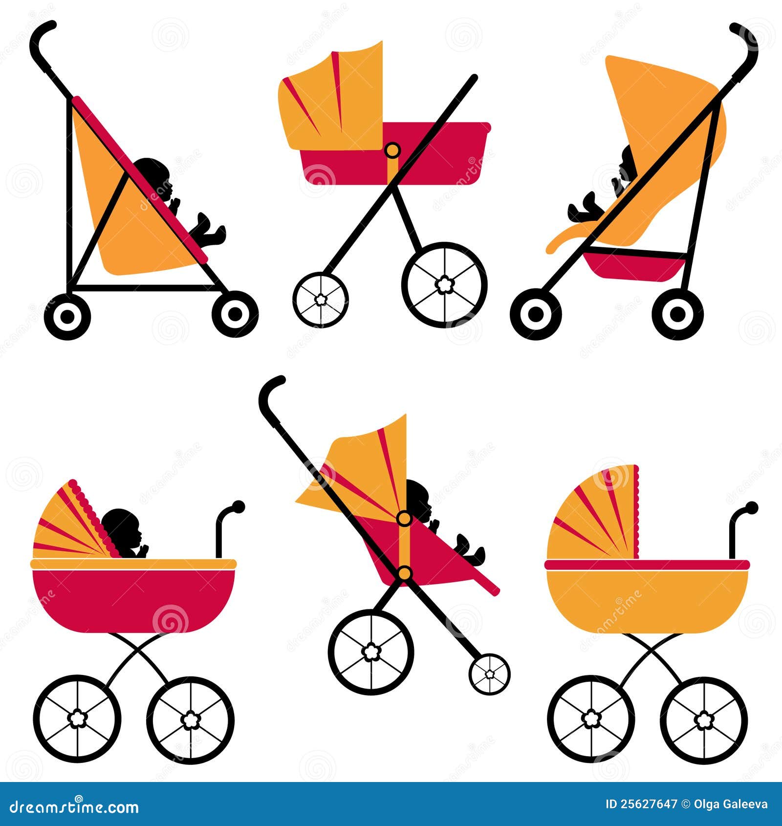 Baby strollers set stock vector. Illustration of isolated - 25627647