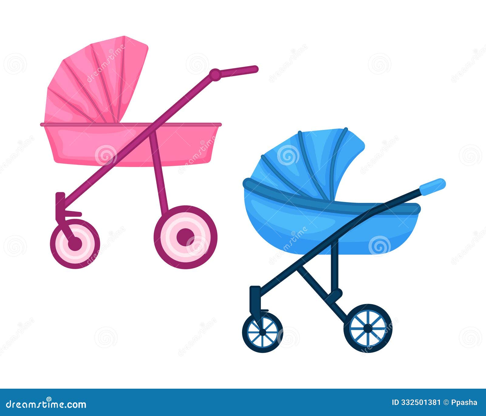 Baby Strollers. a Stroller for Transporting Pink and Blue Babies Stock ...