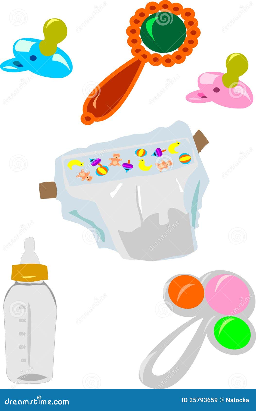 Baby Stuff Icons Collection Stock Vector - Illustration of chick, bird ...