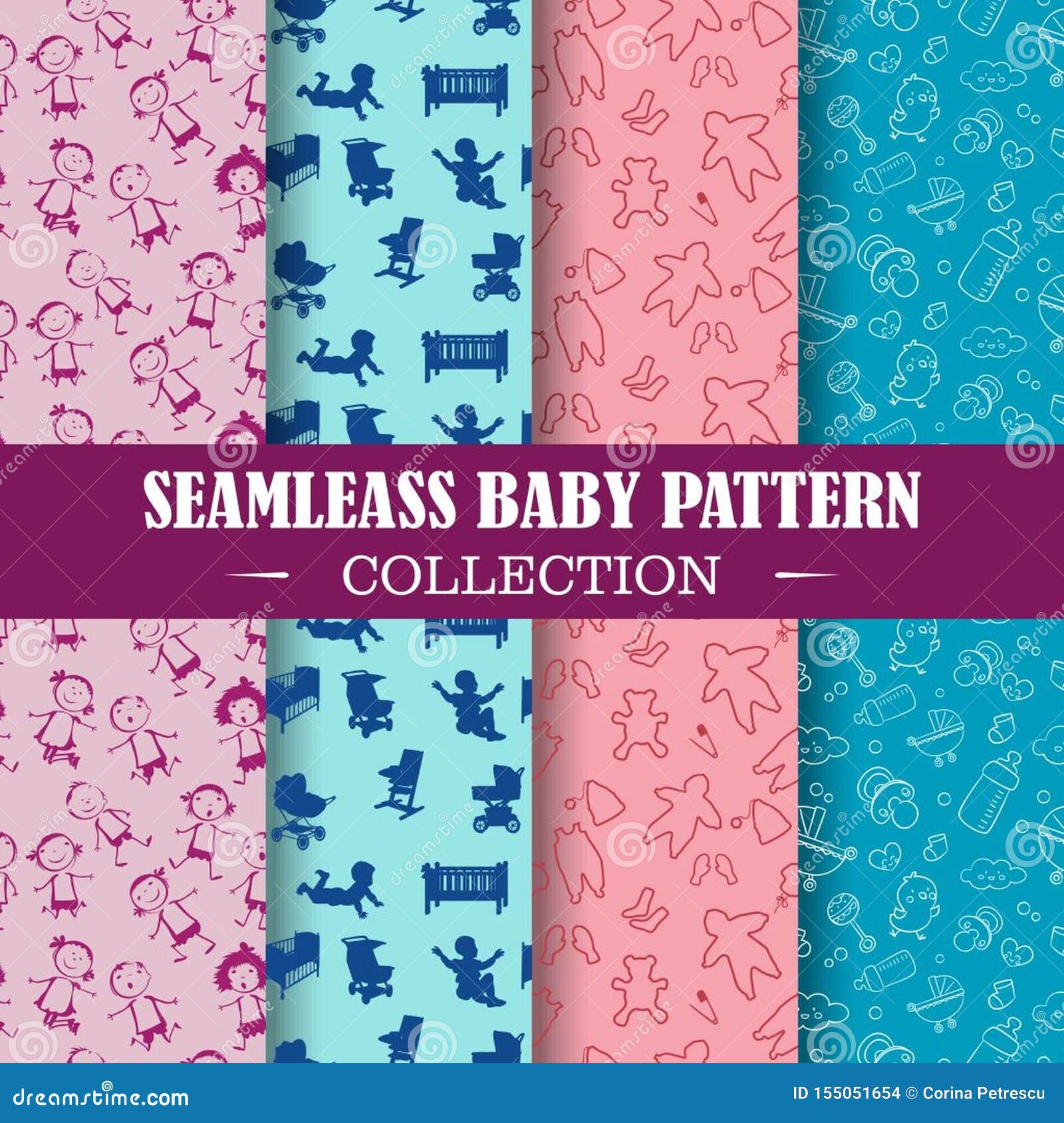 Baby stuff patterns stock vector. Illustration of element - 155051654