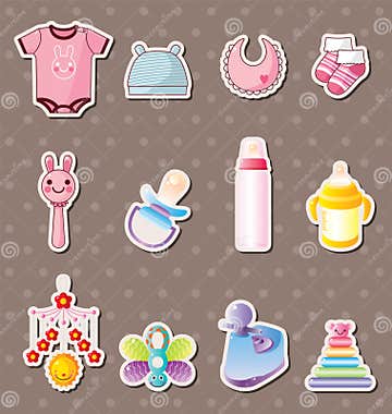 Baby stuff stickers stock vector. Illustration of little - 24617228
